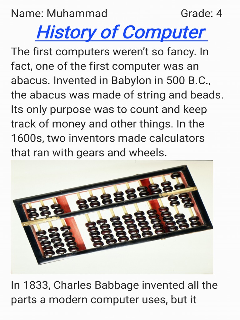 HISTORY OF COMPUTER Kids | PDF