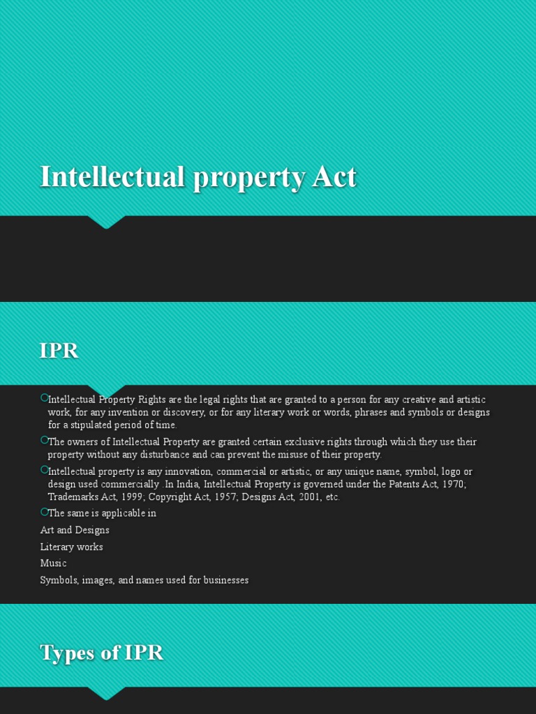 Intellectual Property Act | PDF | Intellectual Property | Trademark