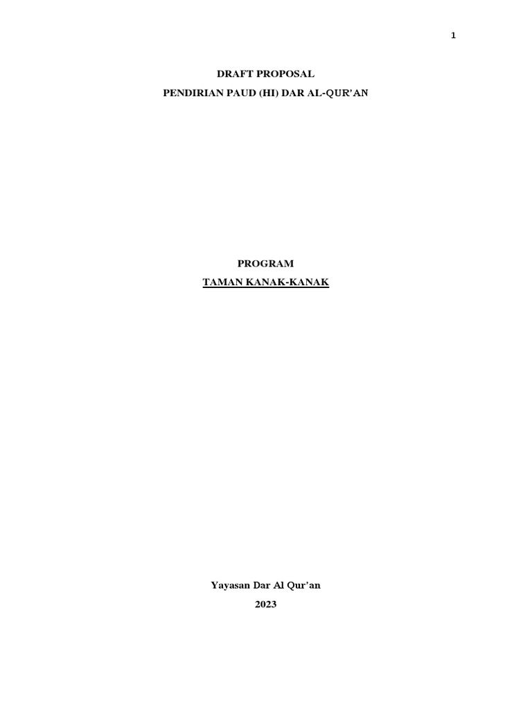 PROPOSAL Pendirian TK Dar Al Quran | PDF