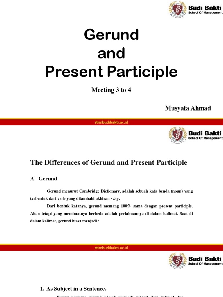 Gerund and Present Participle | PDF