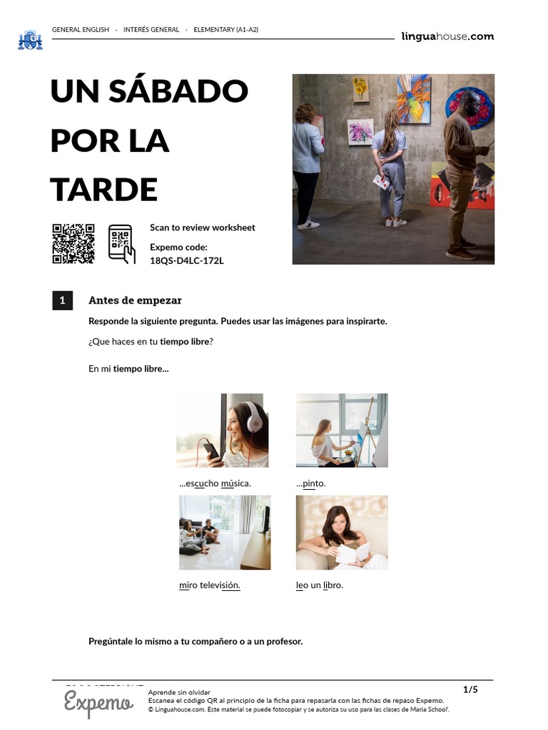 Un Sábado Por La Tarde Castellano Spanish Teacher | PDF | Verbo | María ...