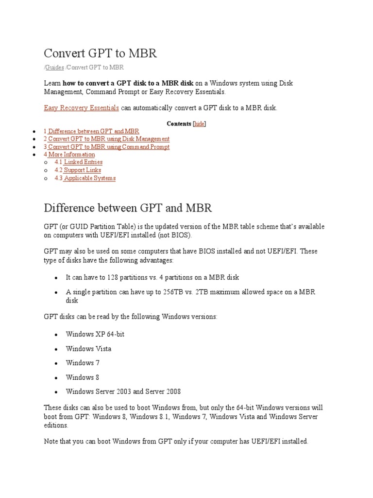 Convert GPT To MBR | PDF | Booting | Microsoft Windows
