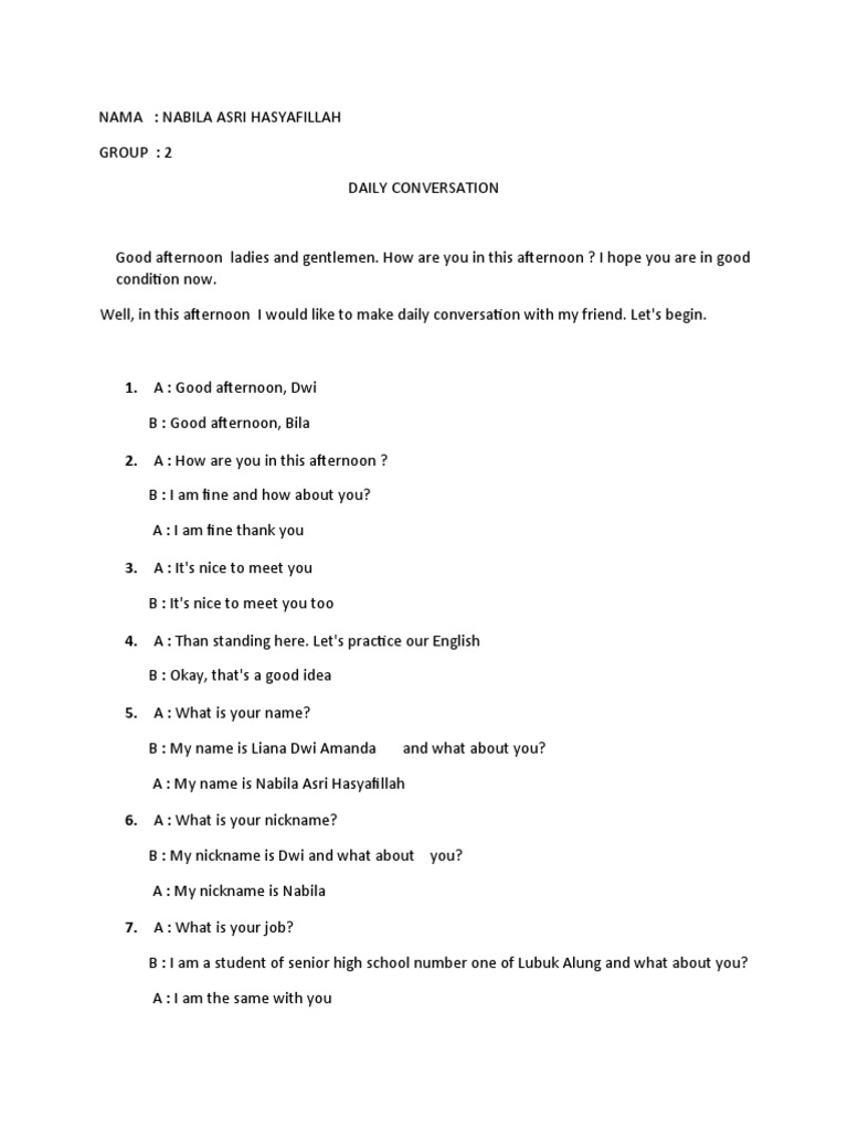 Daily Conversation Between Two Students | PDF
