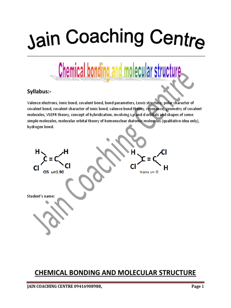 Unit 4 CHEMICAL BONDING AND MOLECULAR STRUCTURE - 033838 | PDF ...