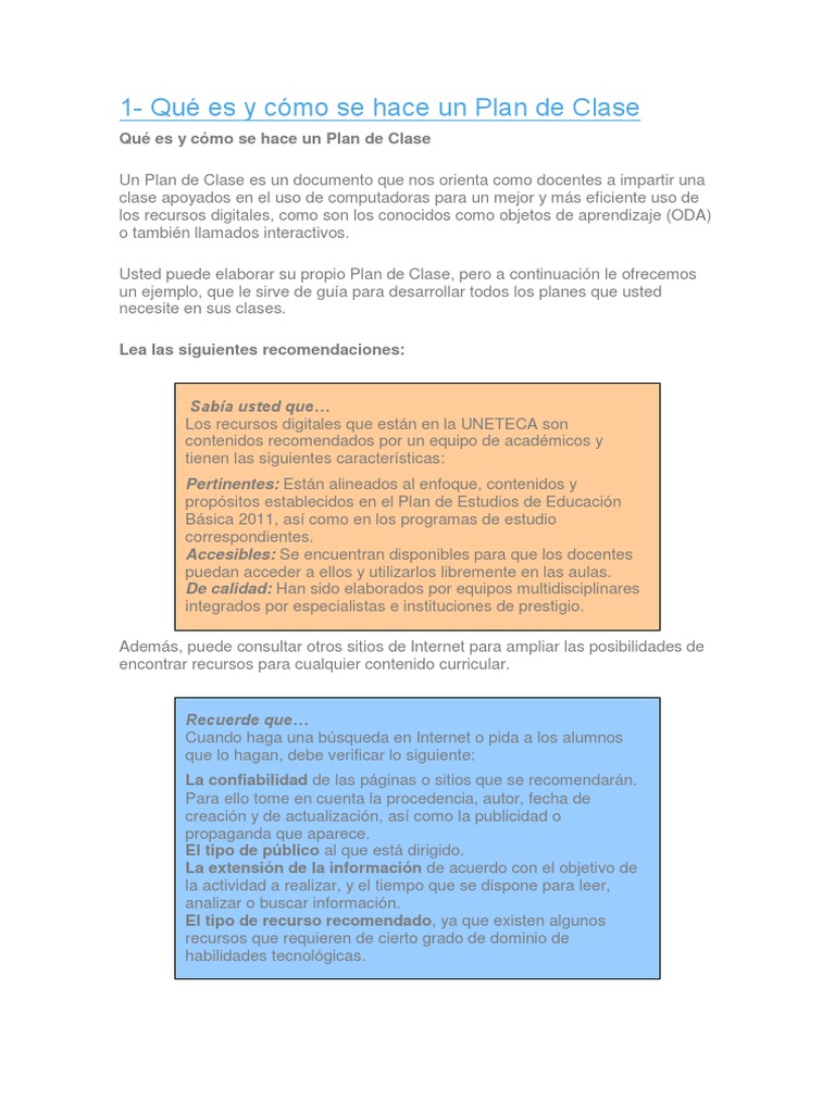 Cómo Hacer Un Plan de Clases | PDF | Método de enseñanza | Plan de estudios