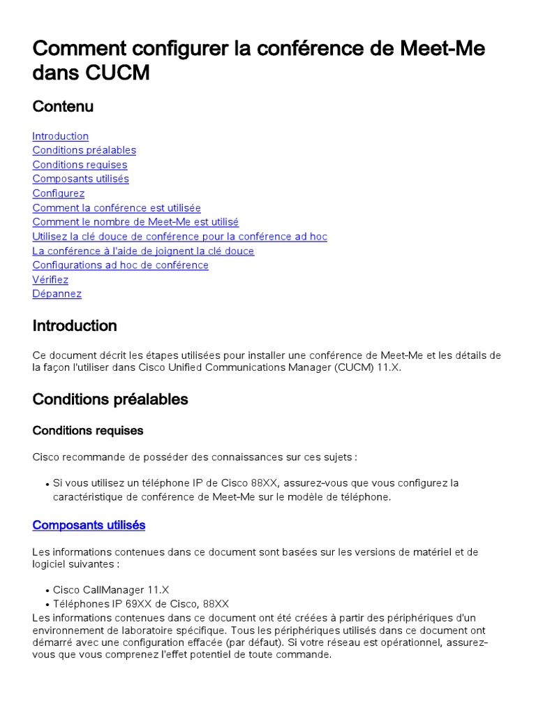 How To Configure The Meet Me Conference | PDF | Informatique | Informatique