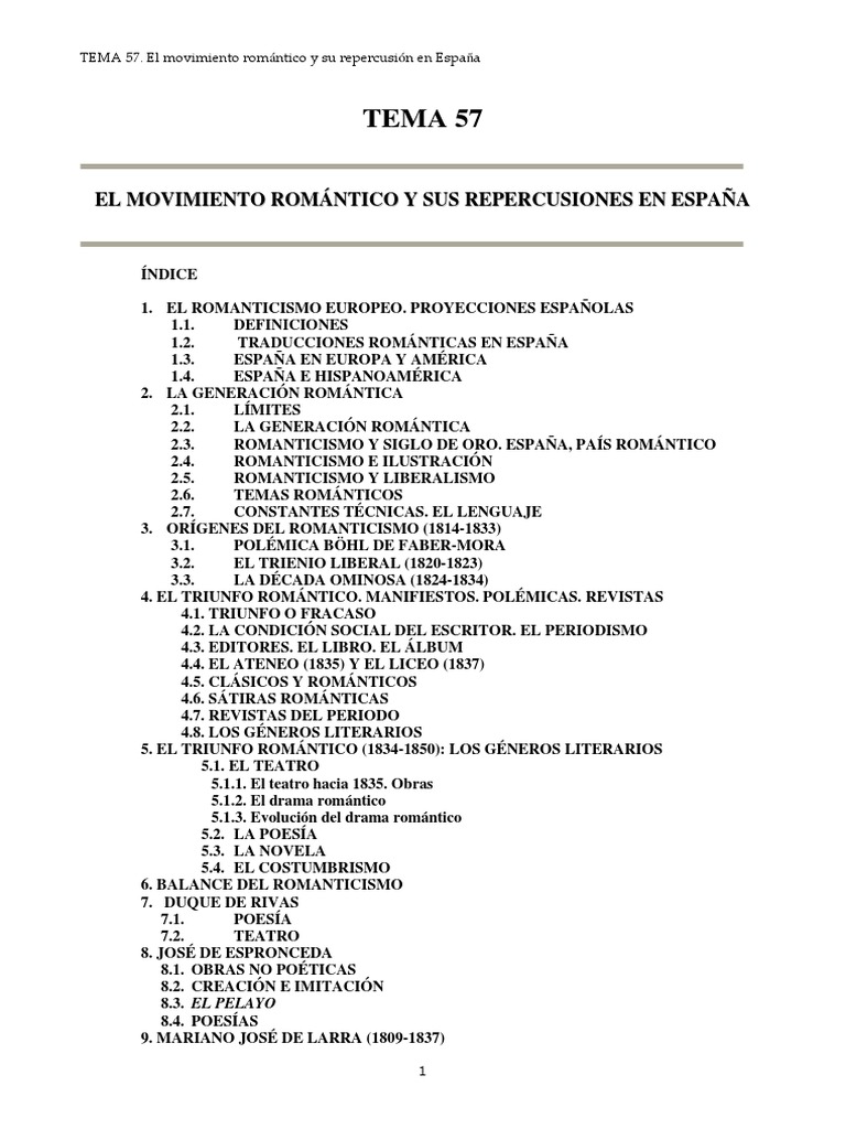 Tema 57 | PDF | Romanticismo | España