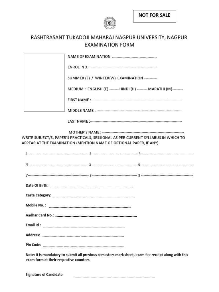 RTMNU Examination Form Details | PDF