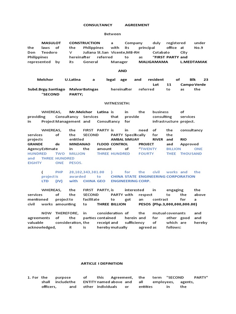 Consultancy Agreement Bcda Project-01 | Download Free PDF | Justice ...