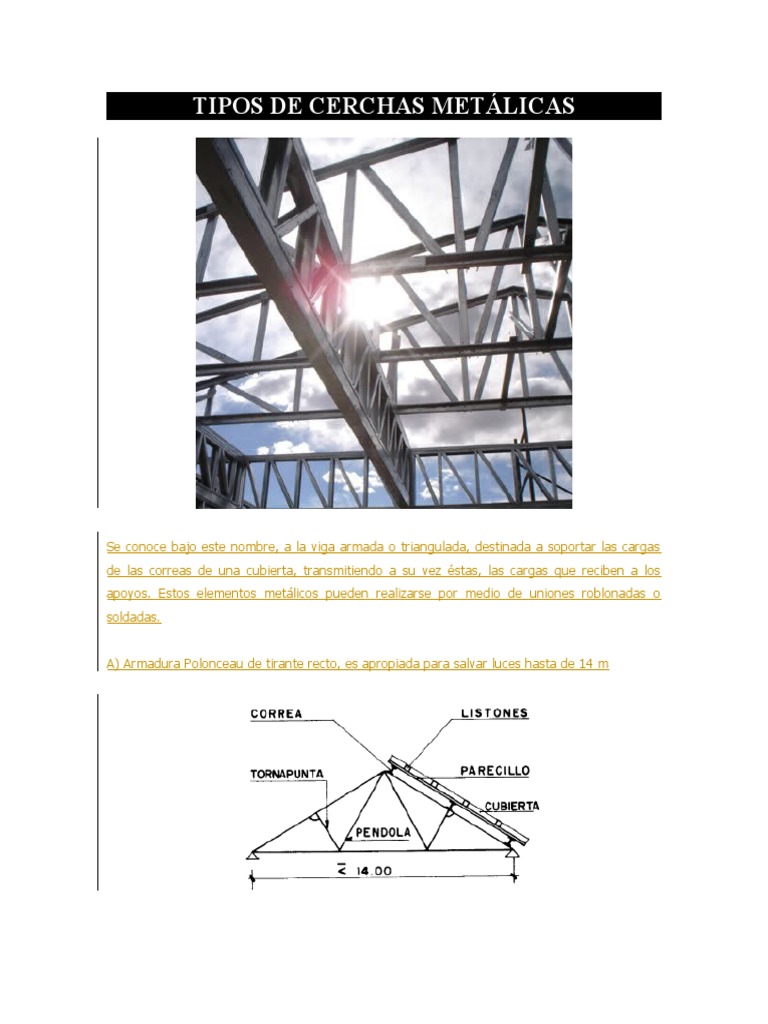 Tipos de Cerchas Metálicas y Diseño | PDF