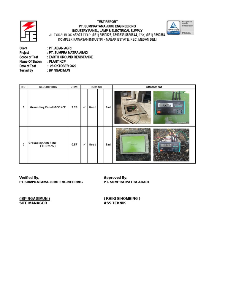 Report Test Grounding | PDF