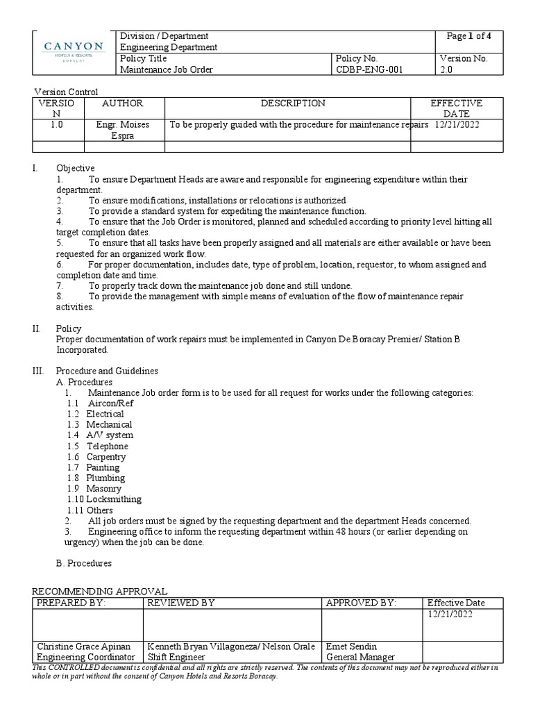 PnP1 - Job Order | PDF