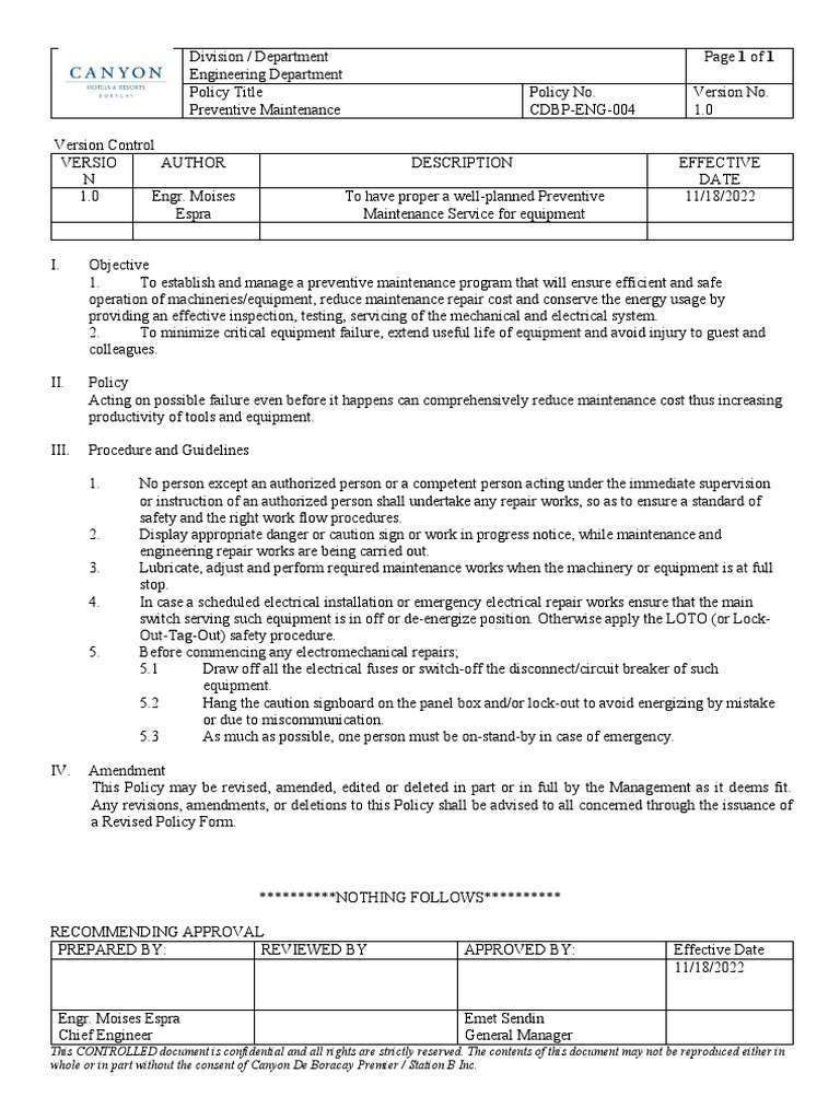 PnP4 - Preventive Maintenance | PDF | Safety