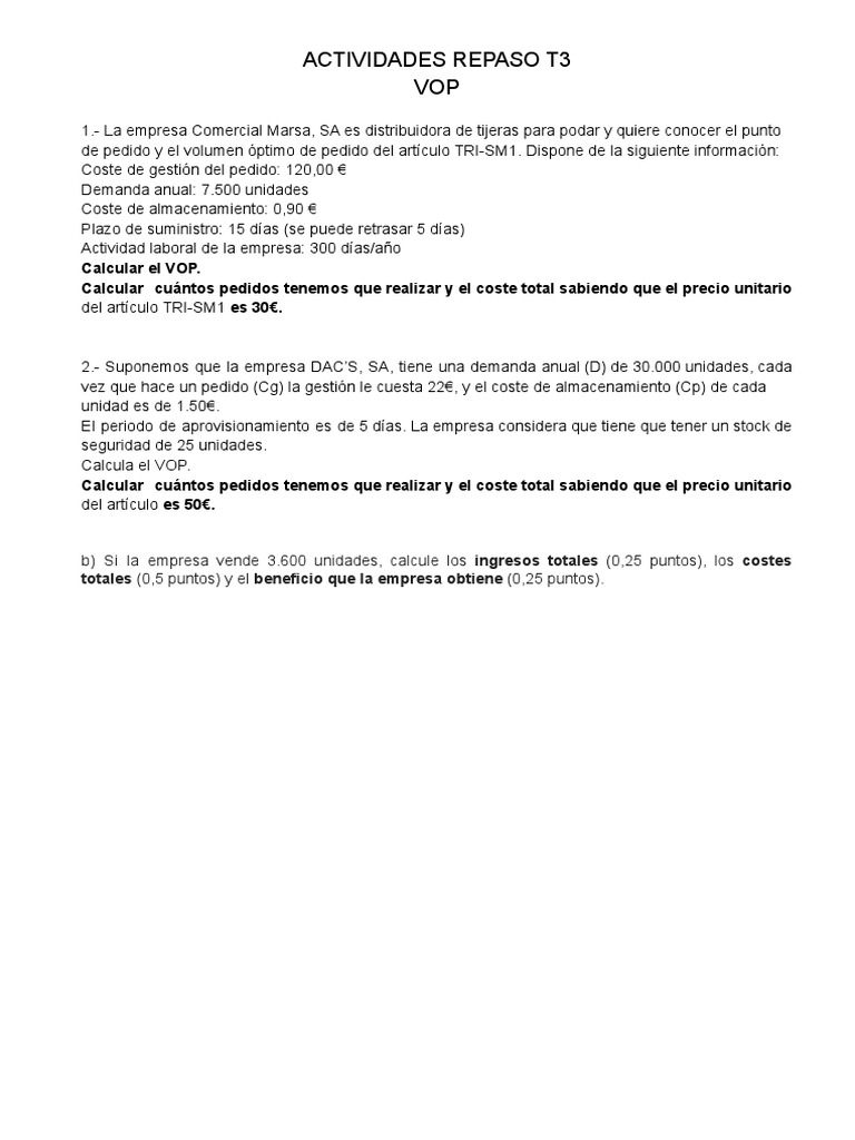 VOP Activitats Repàs | PDF