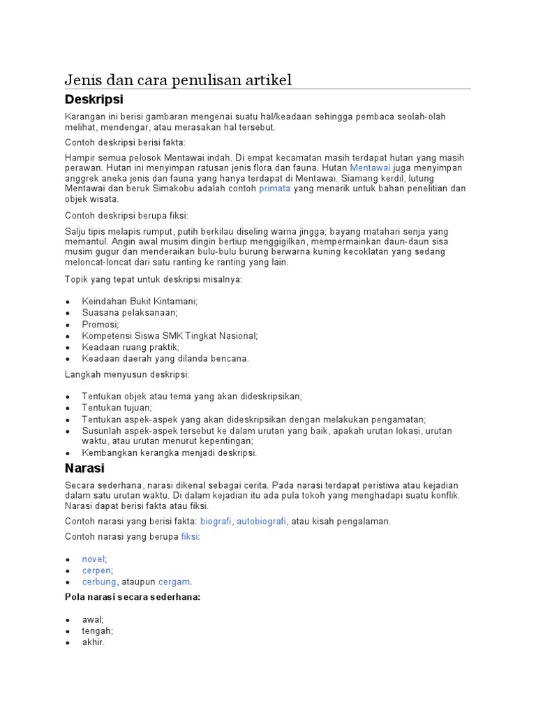 Jenis Dan Cara Penulisan Artikel | PDF