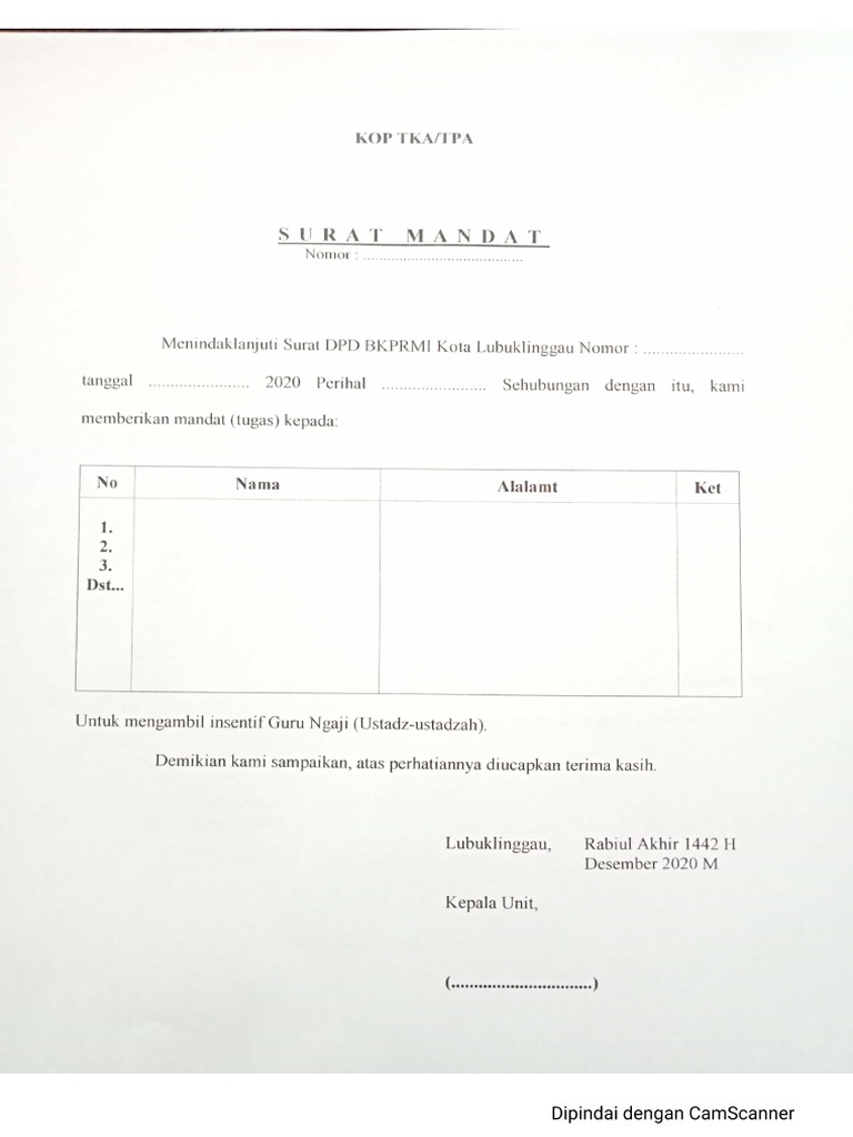 Contoh Surat Mandat | PDF