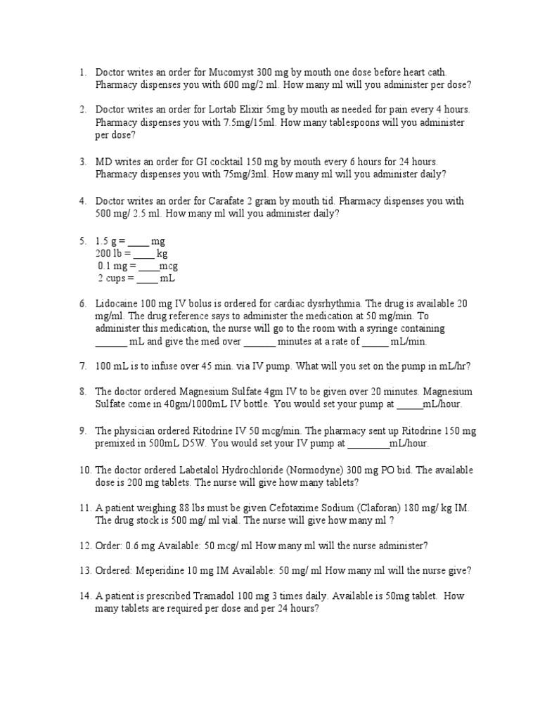 Numericals Assignment | PDF | Dose (Biochemistry) | Chemistry