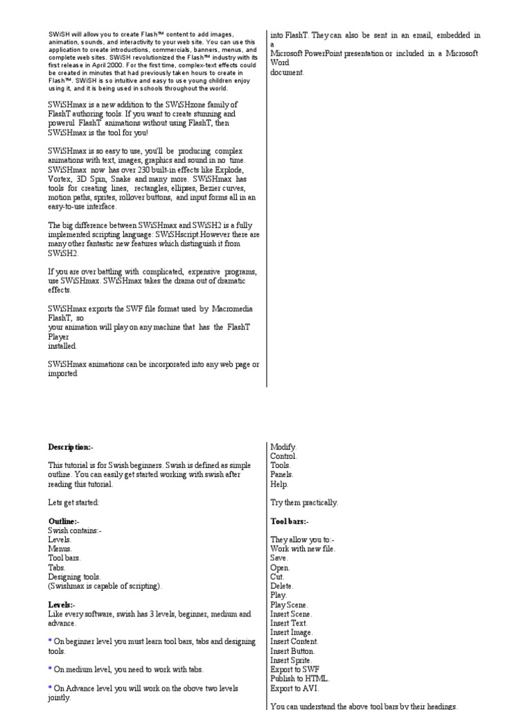 Intro To SWiSH-Max | Download Free PDF | Adobe Flash | Software