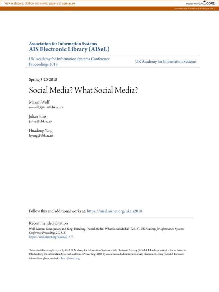 Understanding Definitions of Social Media and Enterprise Social Media | PDF | Popular Culture ...