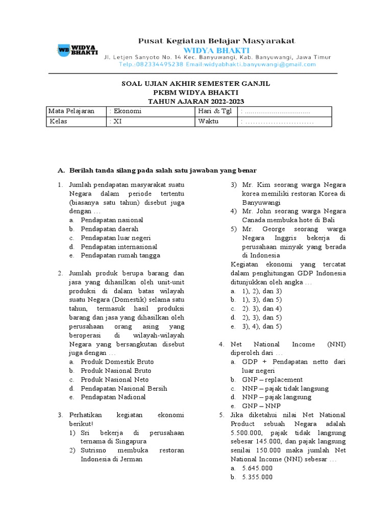 Rumus NNI dalam Ekonomi Nasional | PDF