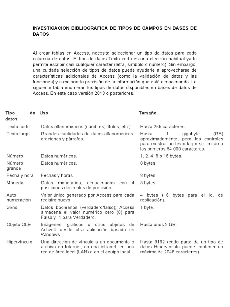 Actividad 2 TAREA DE INVESTIGACION | PDF | Byte | Tipo de datos