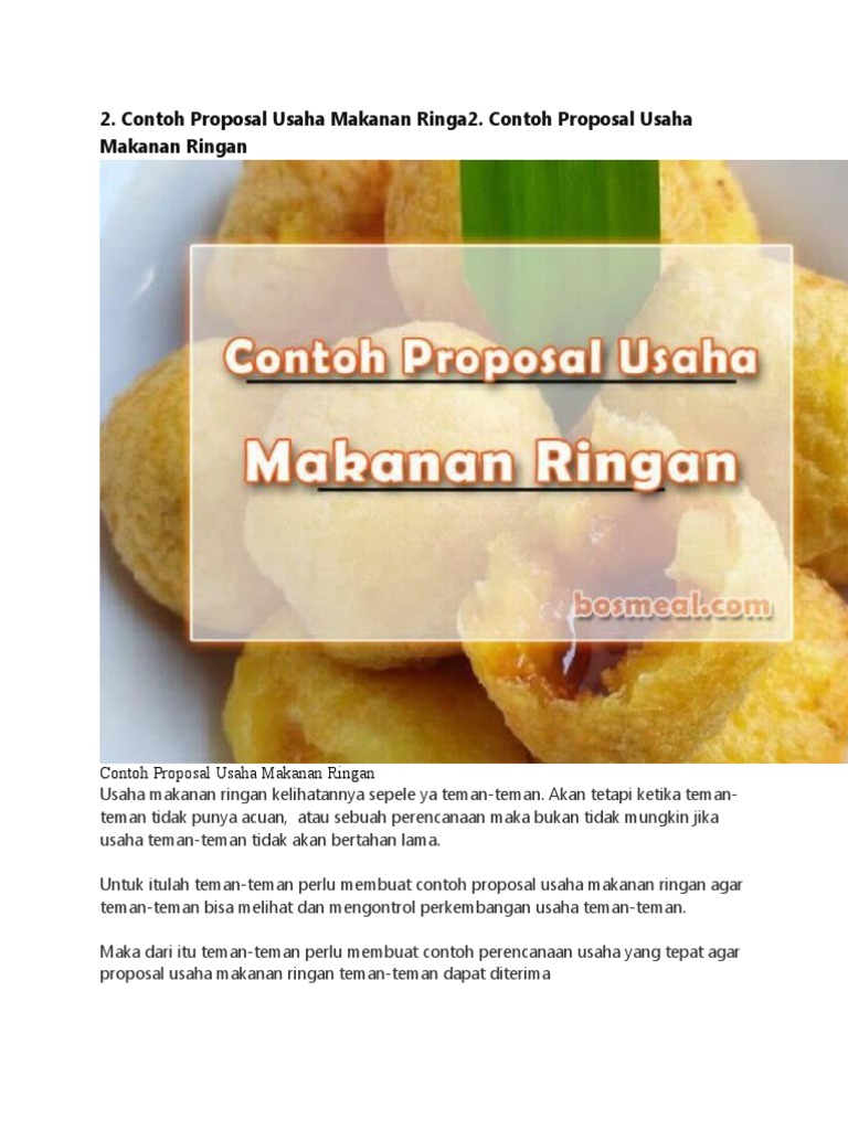 Proposal Bisnis Makanan Kecil | PDF