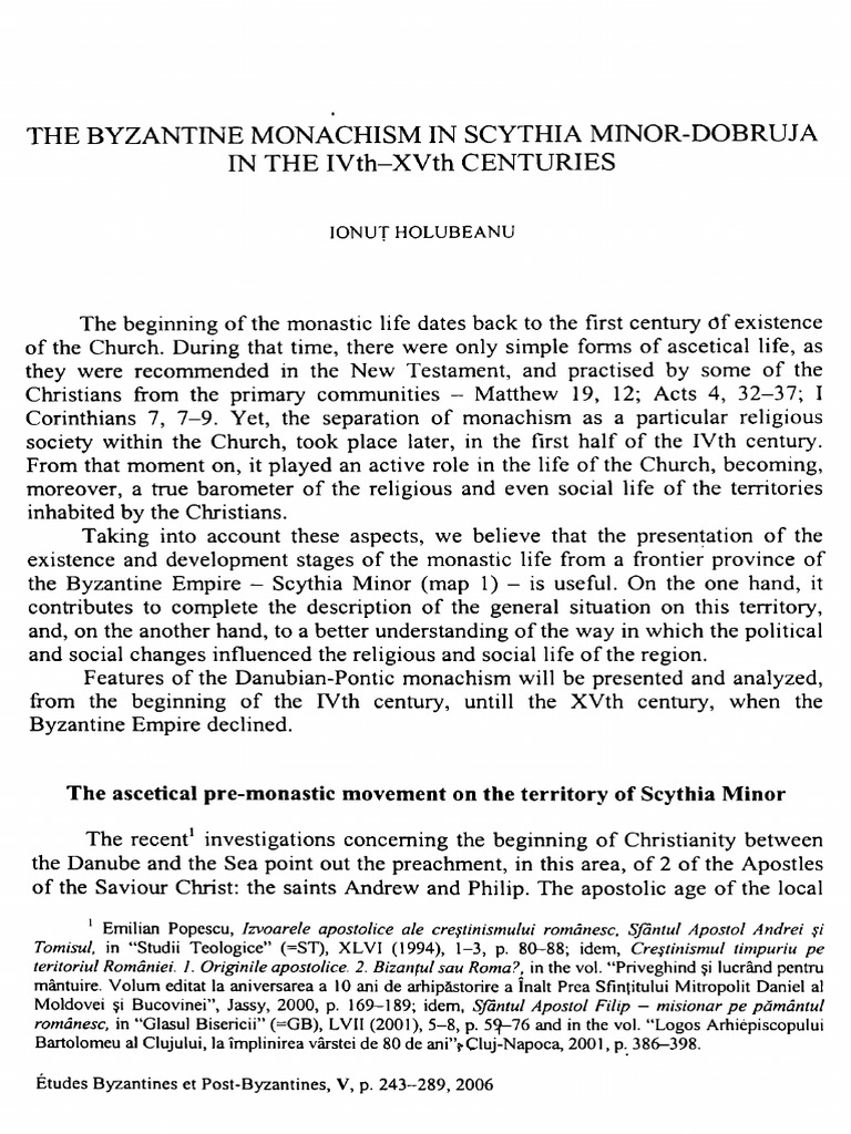 The Byzantine Monachism in Schytia Minor - Dobruja | PDF | Monasticism ...