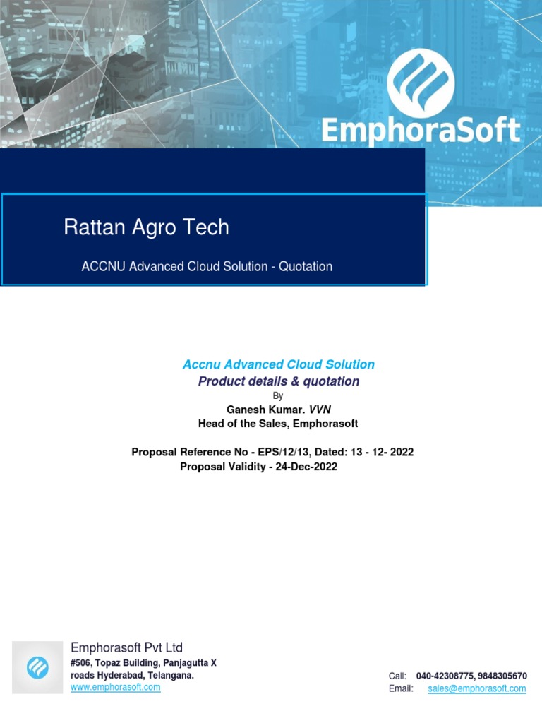 Accnu Advanced Cloud Solution - Rattan Agro Tech Quote | PDF | Cloud ...