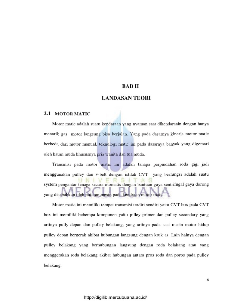 Bab Ii Landasan Teori Landasan Teori: Motor Matic Motor Matic | PDF