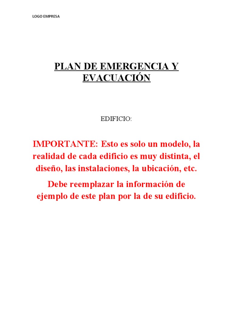 Plan de Emergencia y Evacuación Edificio | PDF | Inundar | Temblores