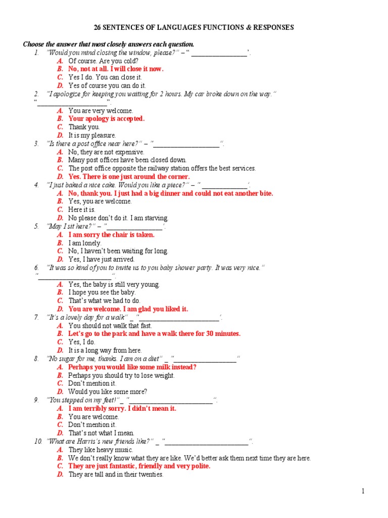 26 Sentences of Languages Functions | PDF
