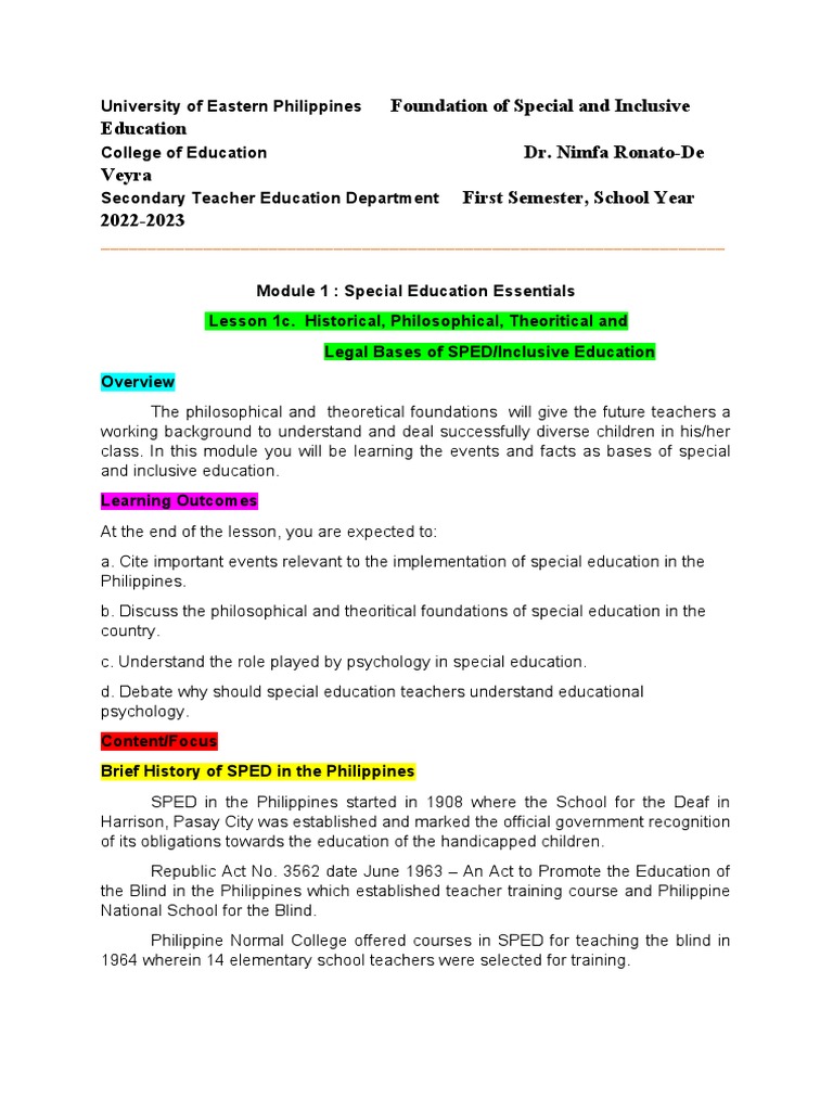 Lesson 1c | PDF | Inclusion (Education) | Special Education