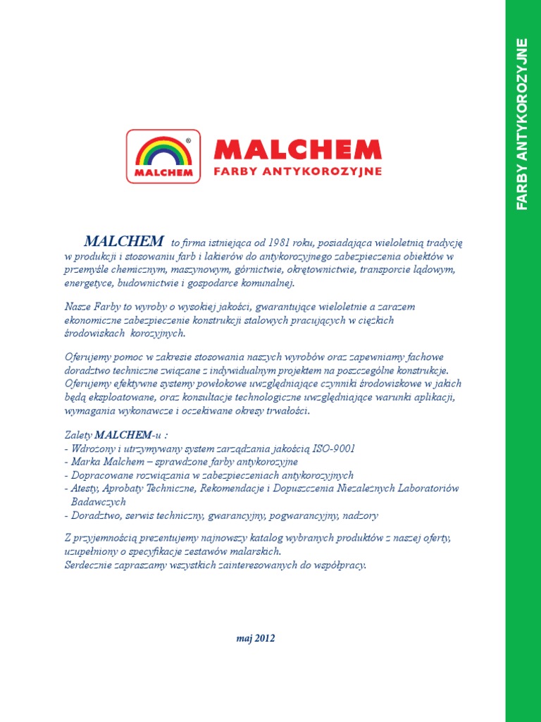Malchem - Systemy Malarskie Do Stali Katalog | PDF