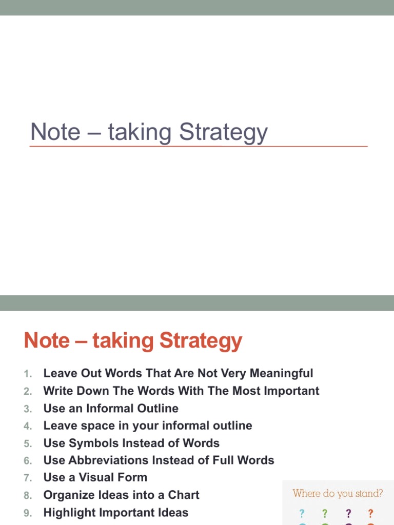 Note - Taking Strategy | PDF