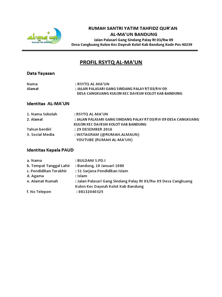 Profil Lembaga Al-Ma'un | PDF