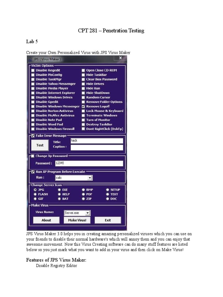 Creating Malware: A Guide to Using the JPS Virus Maker Software | PDF ...