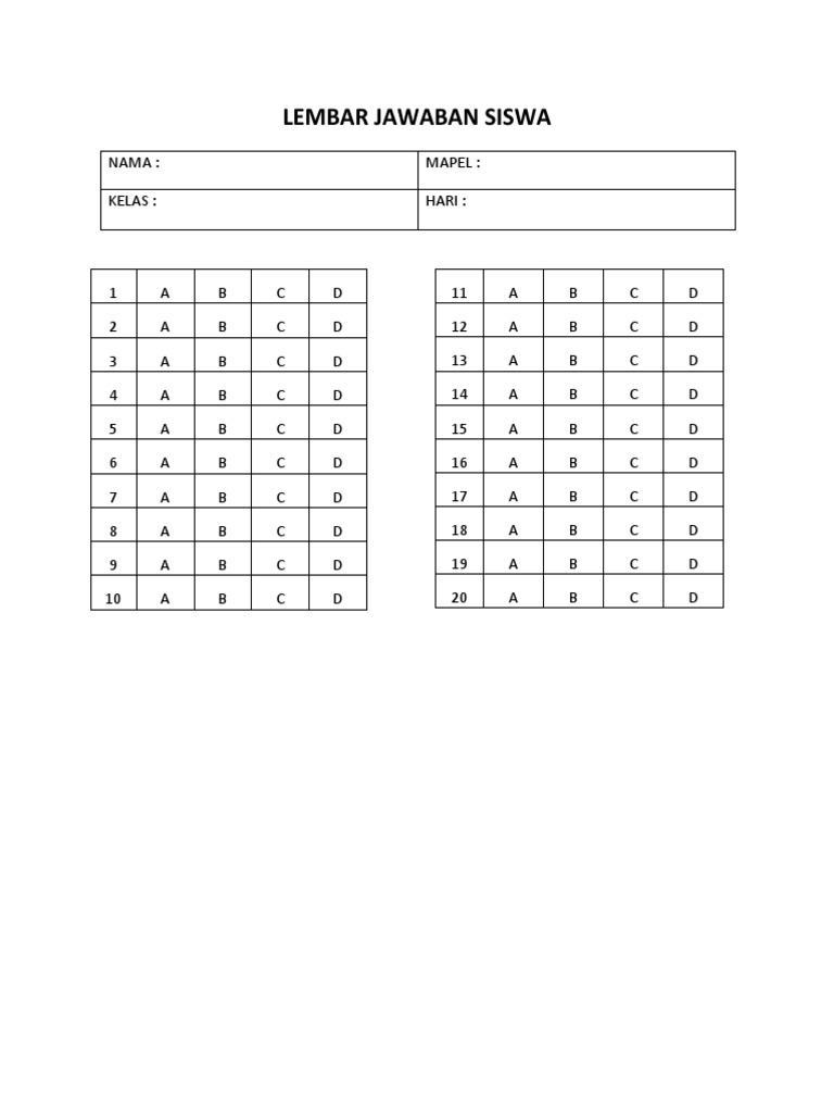 Lembar Jawaban Siswa | PDF