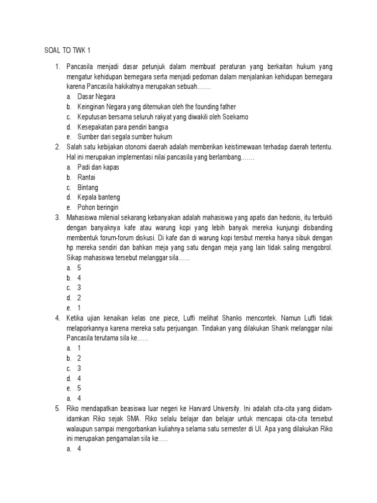 Soal To TWK Bagian 1 | PDF