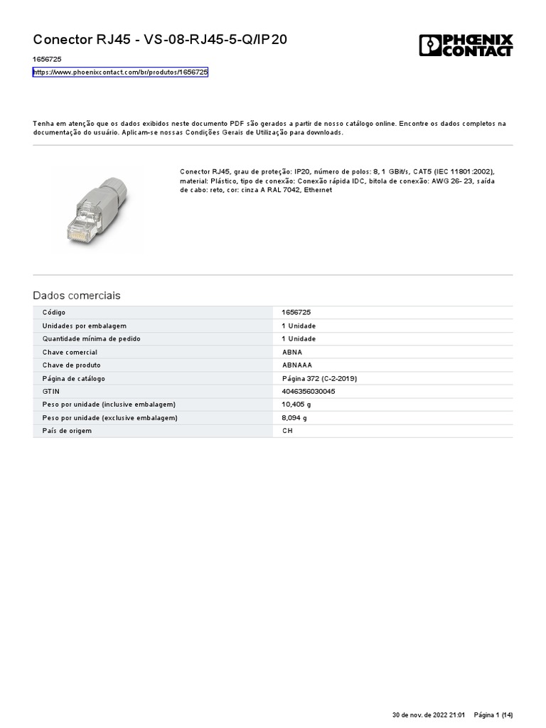 Phoenix Contact 1656725 PT | PDF | Engenharia Elétrica | Bens manufaturados
