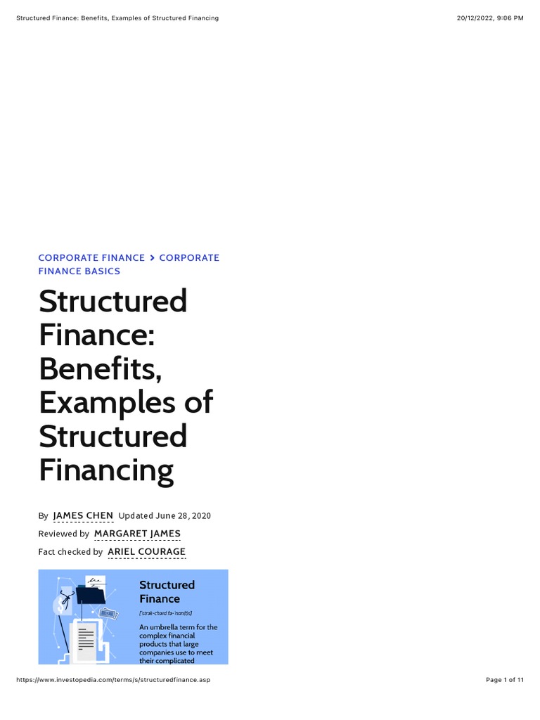 Structured Finance: Benefits, Examples of Structured Financing | PDF | Securitization ...