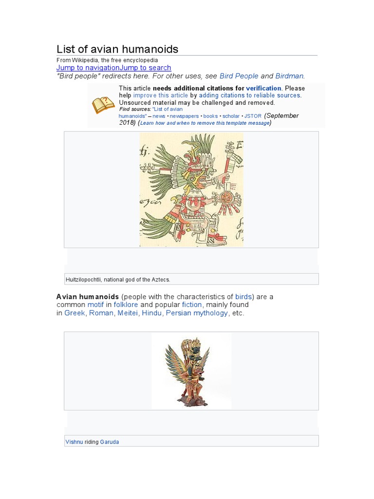 List of Avian Humanoids | PDF | Greek Mythology