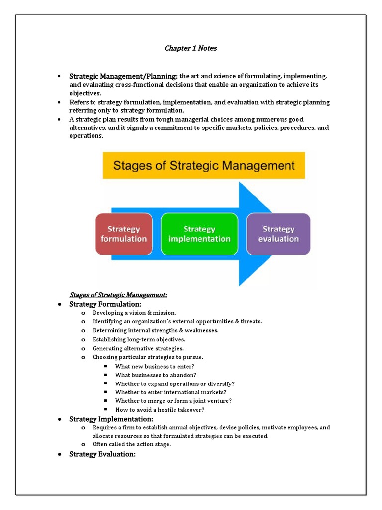 Chapter 1 Notes | PDF | Strategic Management | Strategic Planning