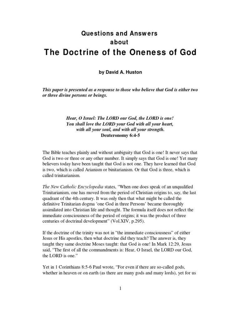 Oneness Questions and Answers | PDF | God The Father | Baptism