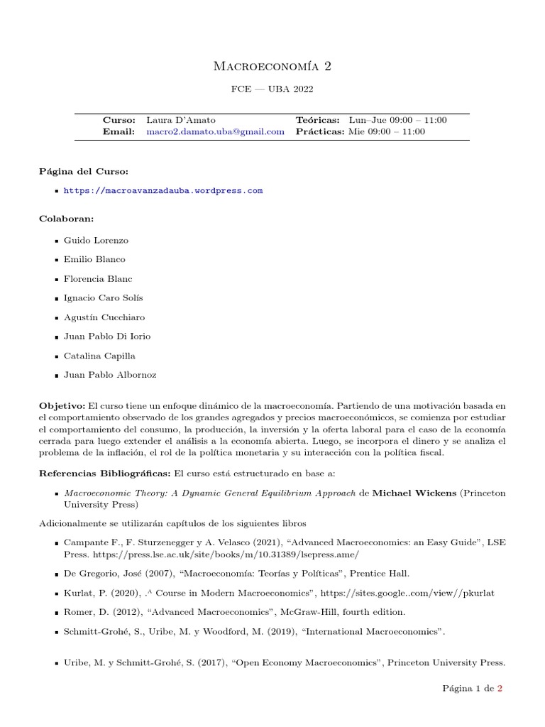 Programa Macro II 2022 | PDF | Inflación | Dinero