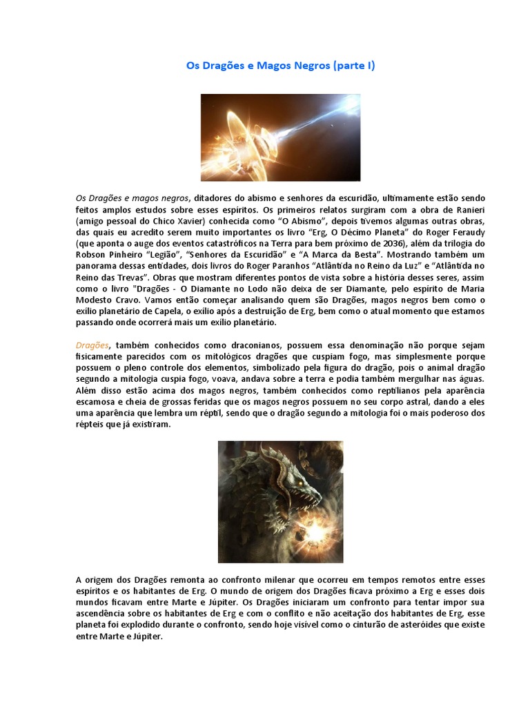 Os Dragões e Magos Negros - Artigo | PDF | Atlântida | Dragão