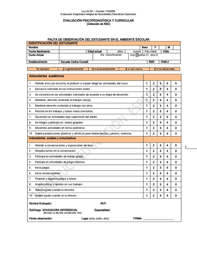 Pauta de Observación | PDF | Maestros | Aprendizaje