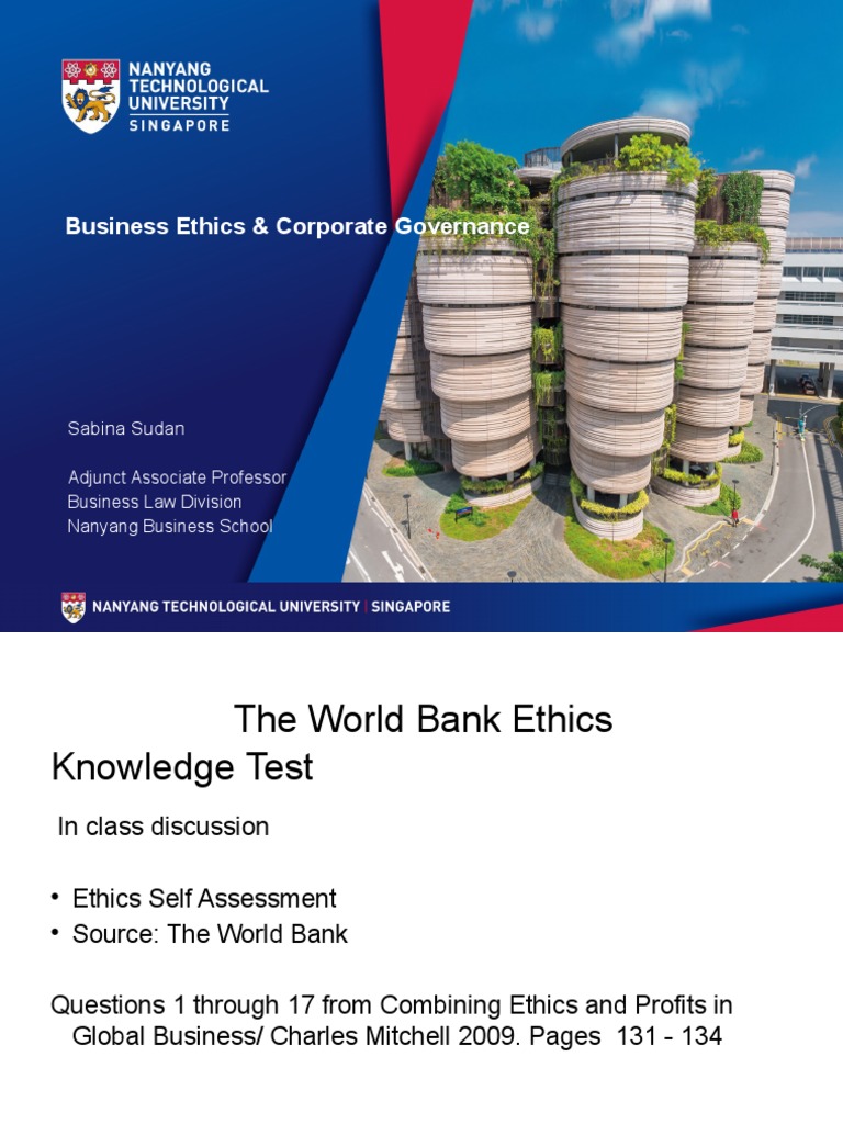 Feb 12, 2022 AY21S2 FM BE & CG Intake 5 World Bank Ethics Self ...