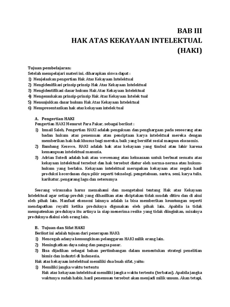 Pengertian dan Prinsip HAKI | PDF