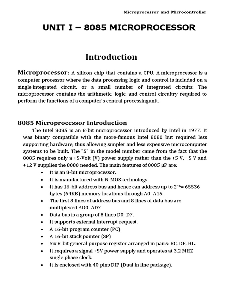 Unit 1 | Download Free PDF | Microprocessor | Central Processing Unit
