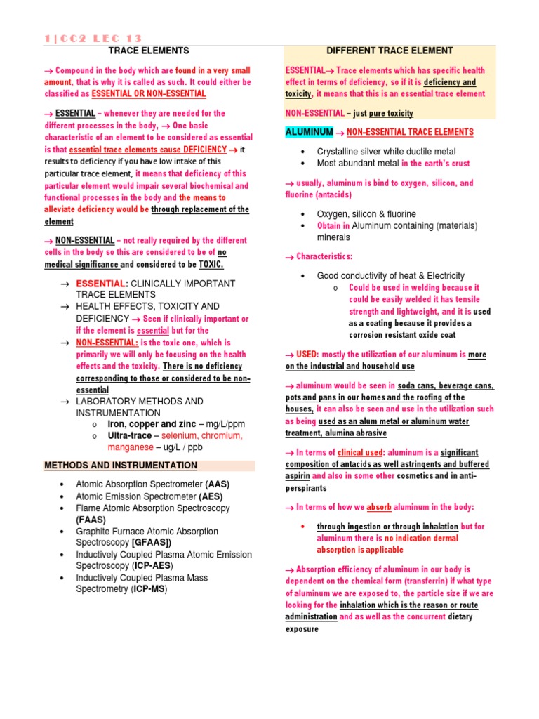 Cc2 Lec 13 Trace Elements | PDF | Chromium | Copper